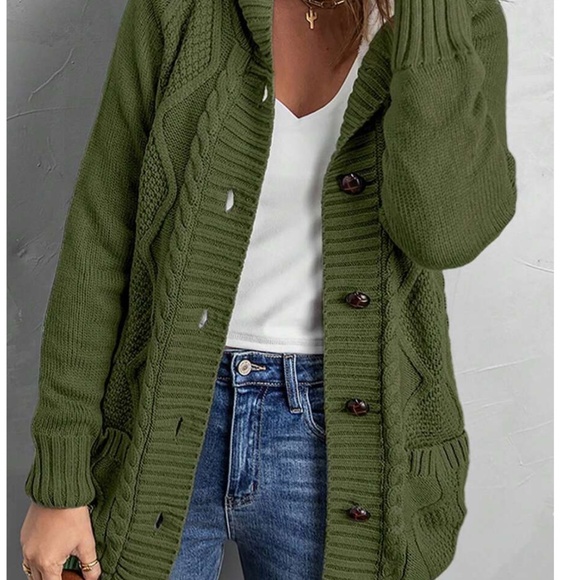 Sweaters | Cozy Teddy Lined Cable Knit Hoodie Cardigan Jacket Shacket ...